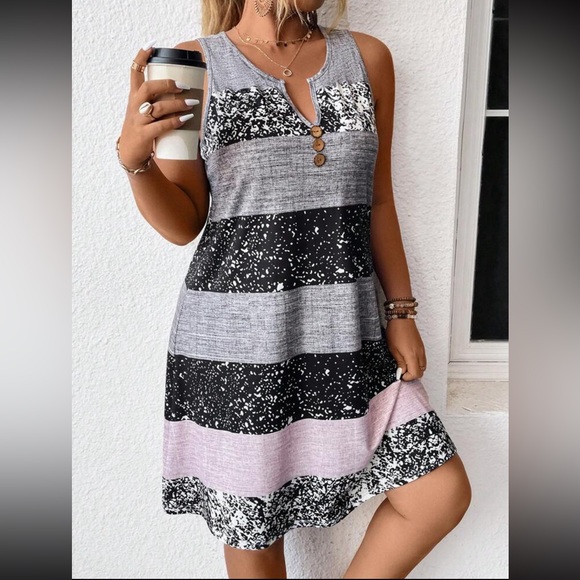 Dresses | Plus Size Color Block Print Sleeveless Dress | Poshmark